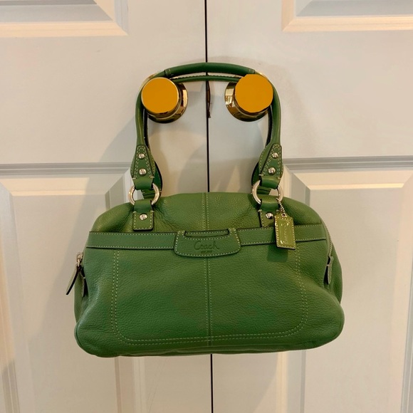 Coach | Bags | Vintage Coach Leather Green Bowler Handbag | Poshmark